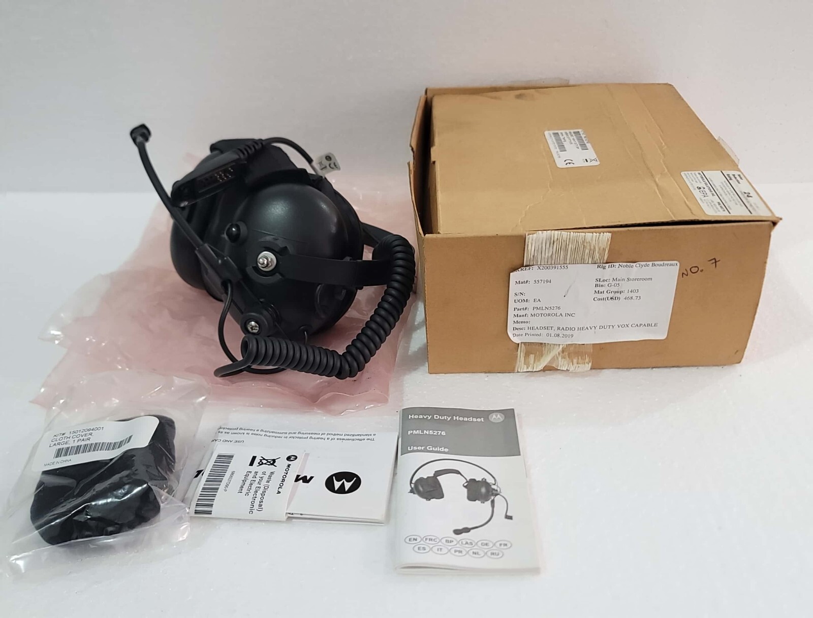 MOTOROLA PMLN5276 HEADSET radio HEAVY DUTY VOX CAPABLE B/H W/EARCUP PTT ...