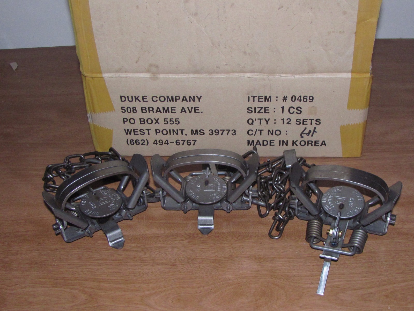 3 Duke #1 Coil Spring Traps Raccoon Mink Nutria Muskrat Trapping 0469 ...