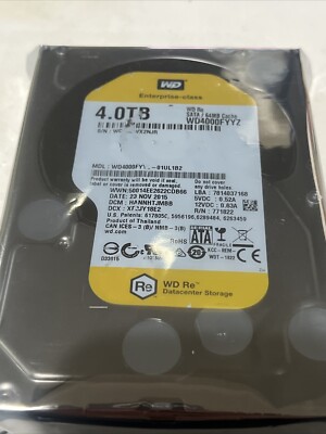 Western Digital RE WD4000FYYZ 4TB 7200 RPM 64MB Cache SATA 6Gb/s 3.5 ...