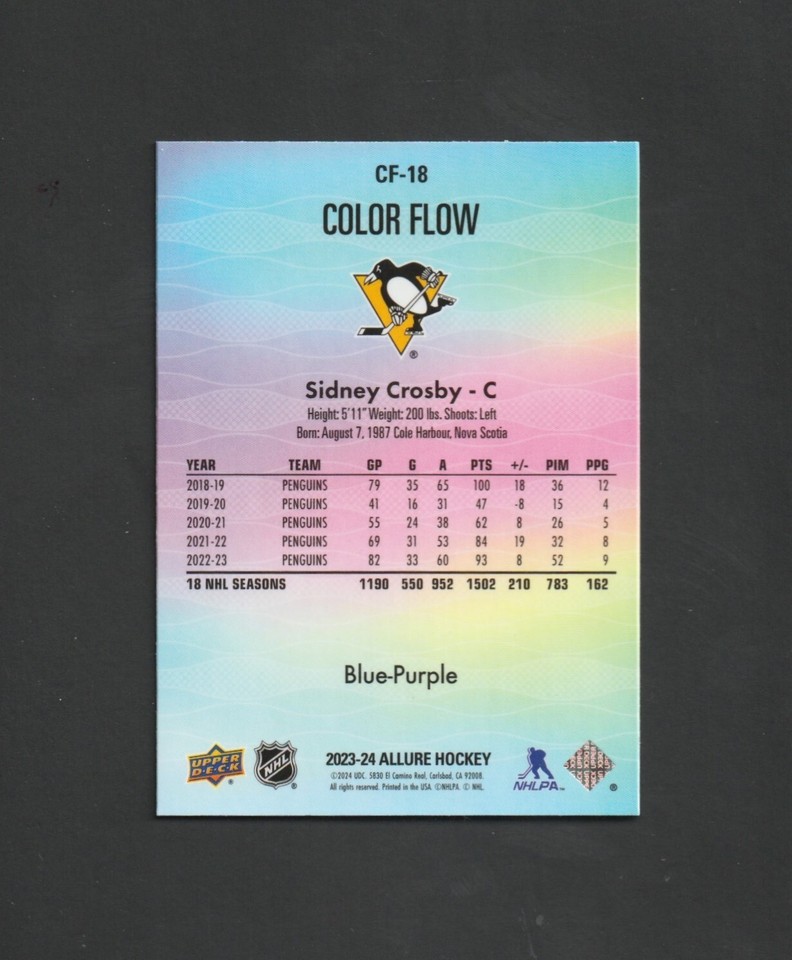 2023 2024 UD Allure SIDNEY CROSBY ~ Rare Blue-Purple Color Flow! | eBay