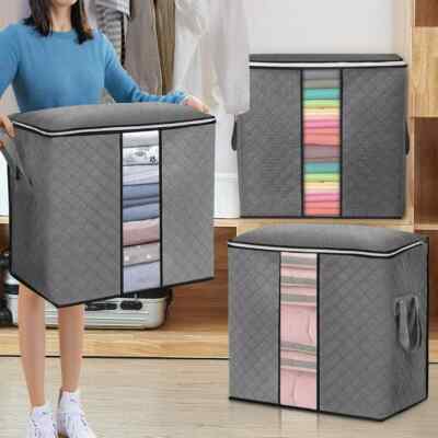 3Pcs Storage Bags Moth Proof Large Clothes Duvet Bags Zips 90L ...