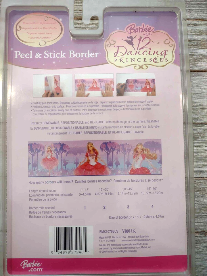 Barbie 12 Dancing Princesses Peel & Stick Wall Border Removable ...