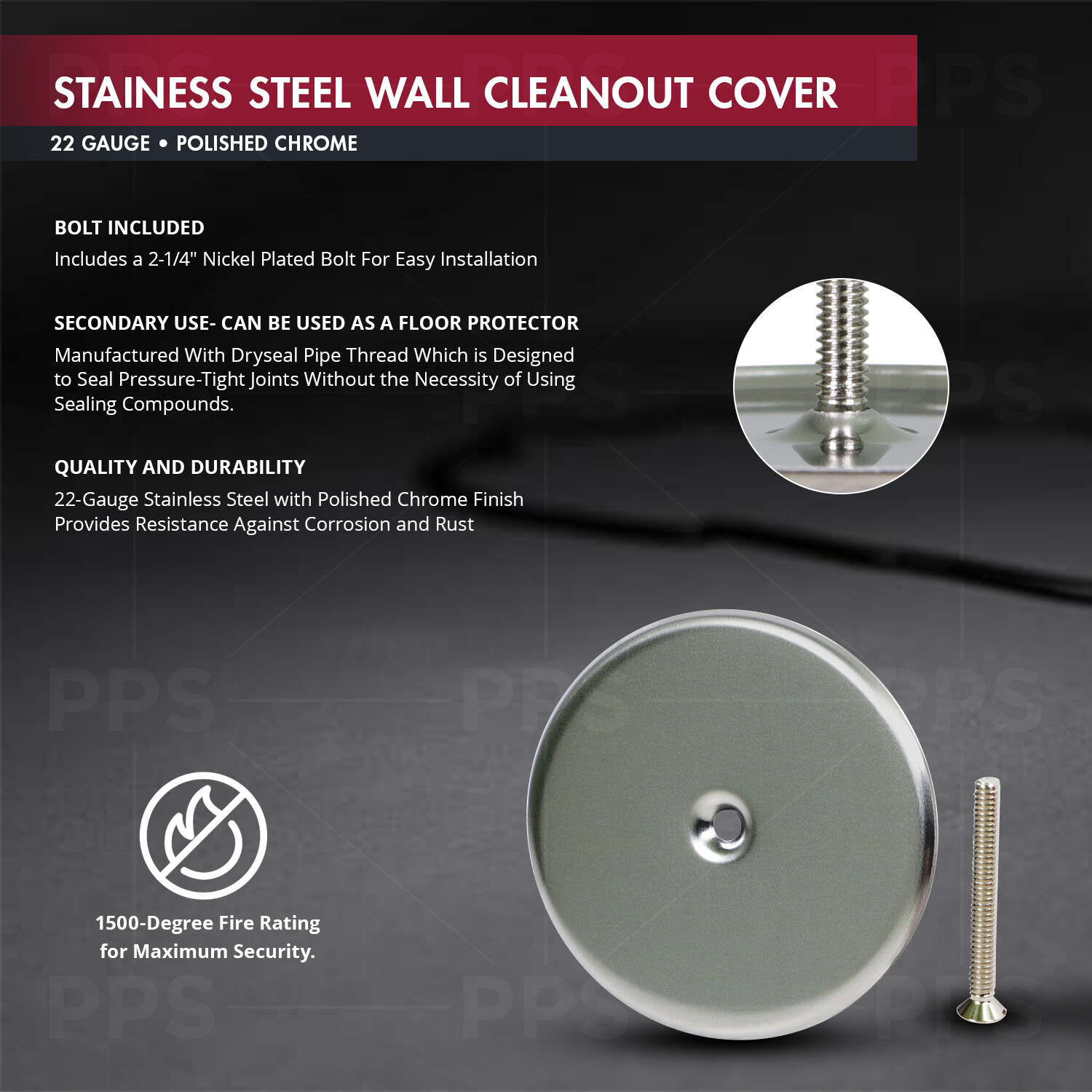 3"in-10"in Supply Giant Wall Cleanout Cover Plate, Stainless Steel Free ...