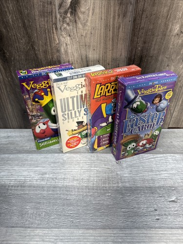 LOT OF 4 DIFFERENT VEGGIETALES VHS TAPES WITH SLEEVE COVERS KIDS ...
