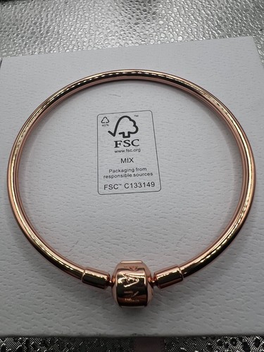 Genuine Authentic Pandora Rose Gold Moments bracelet bangle 580728 19cm ...