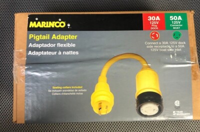 MARINCO PIGTAIL ADAPTER 30A/125V PLUG DOCK, 50A/125V BOAT CONNECTOR ...