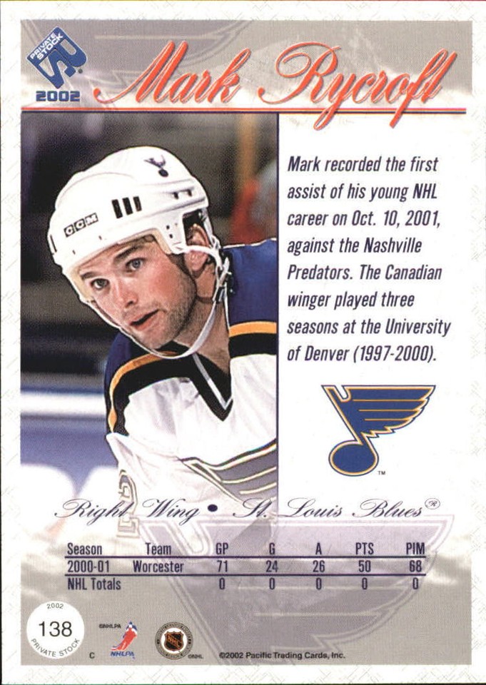 2001-02 Private Stock Premiere Date #138 Mark Rycroft /100 | eBay