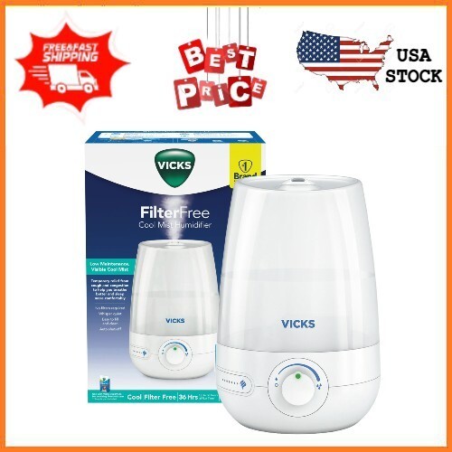 Vicks 1 Gallon Filter Free Cool Mist Humidifier, 400 Sq ft, White ...