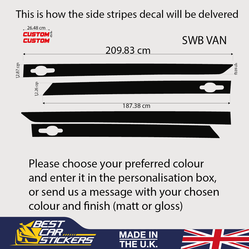 For Ford Transit Custom Vinyl Side Stripe Kit for Custom Van Camper Van ...