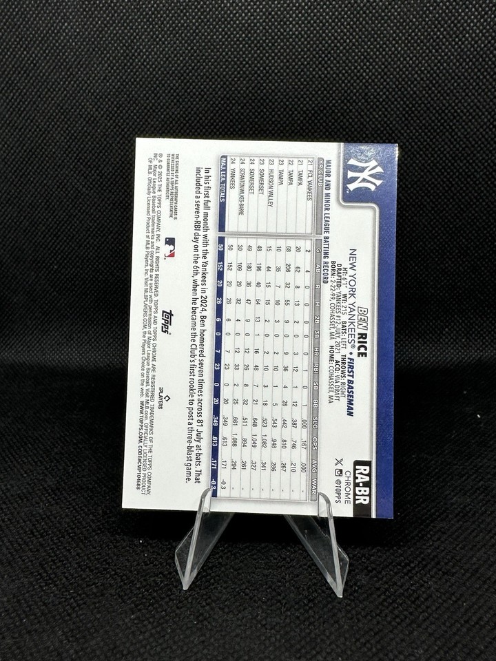 2025 Topps Chrome - Rookie Autographs Ben Rice #RA-BR Blue Refractor ...