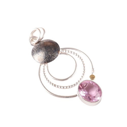 Morganite Gemstone Pendant Two Tone Jewelry Healing Gemstone Vintage ...