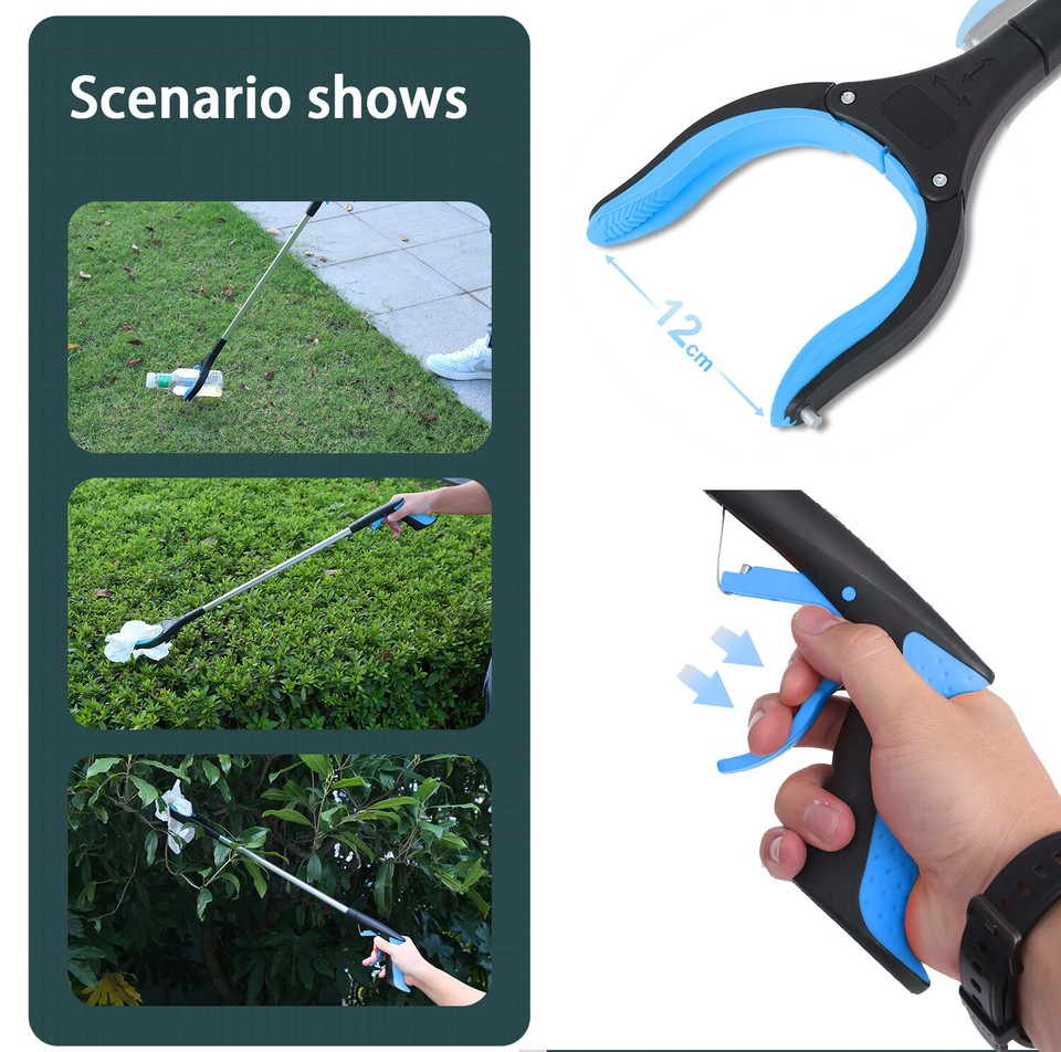 Pick Up Tool Reacher Grabber Trash Helping Hand 32" Long Reach Arm ...
