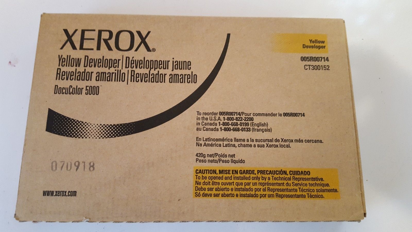 New ! GENUINE XEROX DocuColor 5000 Yellow Developer 005R00714 CT300152 ...