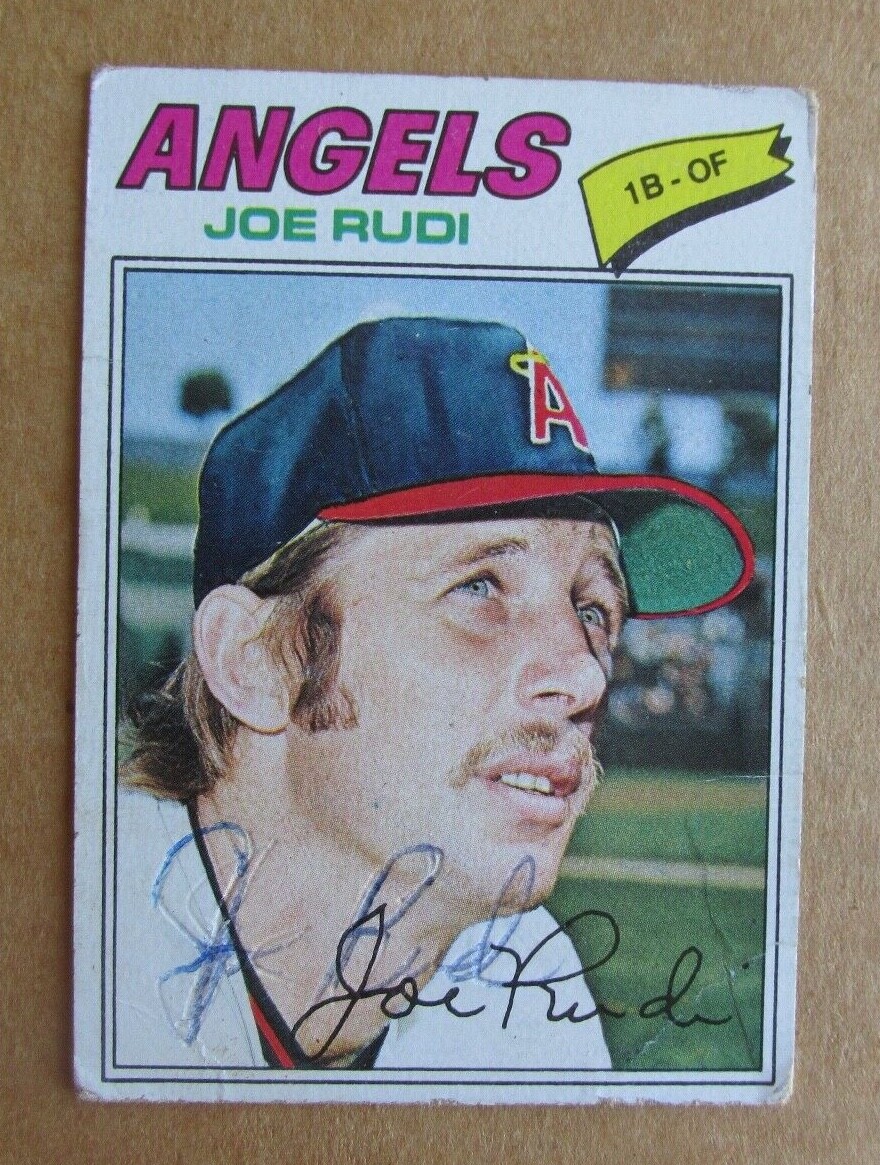 1977 TOPPS BASEBALL JOE RUDI #155 AUTOGRAPHED SIGNED CARD CALIFORNIA ...