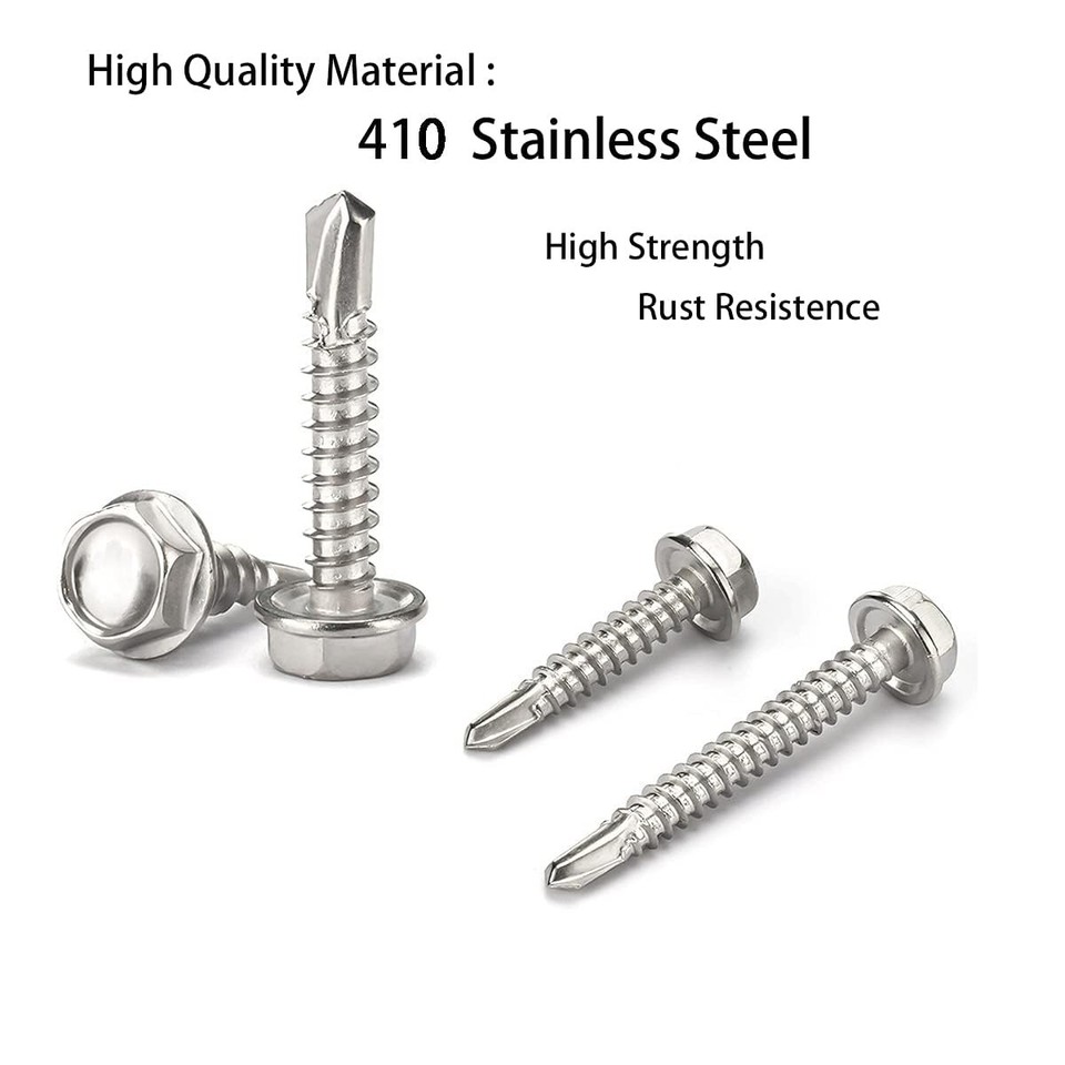 410 Stainless Steel Self Tapping TEK Screws Assortment#8#10#12 Hex Head ...