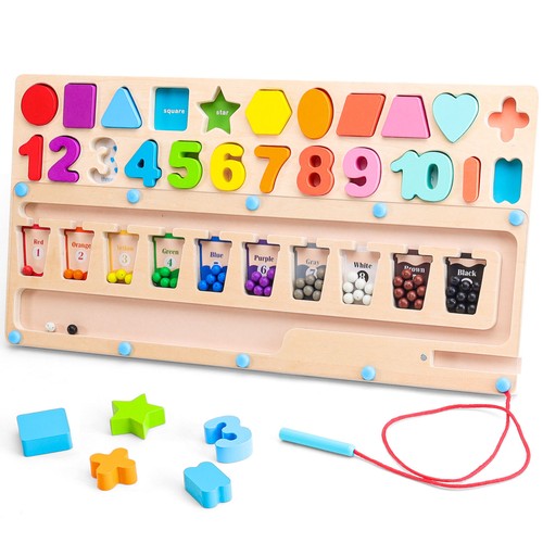 Magnetic Color And Number Maze Kids Montessori Leaning Counting ...
