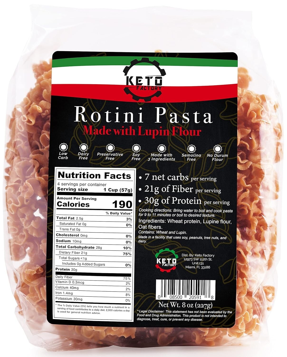 Keto Factory Rotini Pasta - Healthy Snacks with Low Carb and High Protein