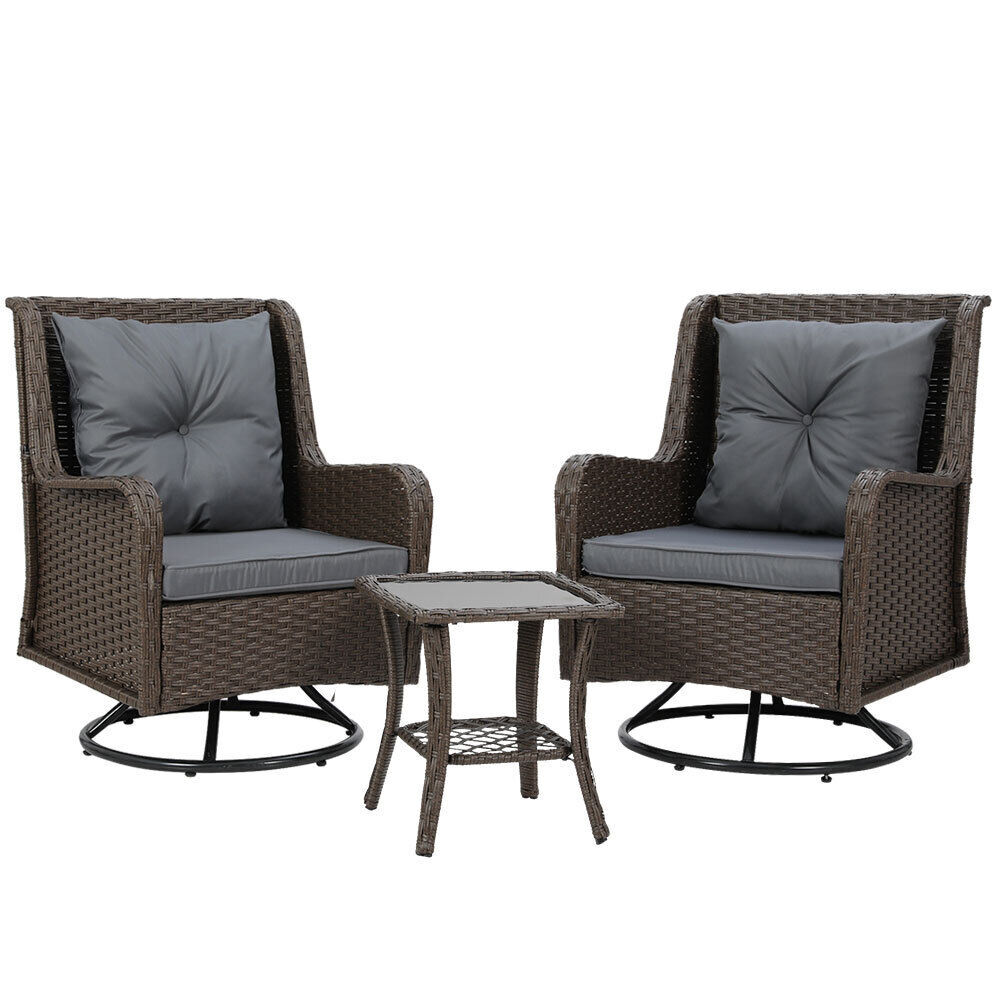 Gardeon Outdoor Furniture Lounge Setting Wicker Swivel Chair Sofa Patio ...