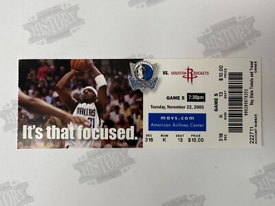2005 Houston Rockets at Dallas Mavericks Ticket 11/22/05 | eBay