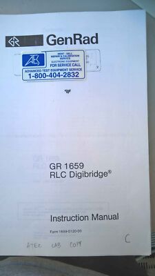 GEN RAD GR 1659 RLC Digibridge Instruction Manual 1659-0120-00 | eBay
