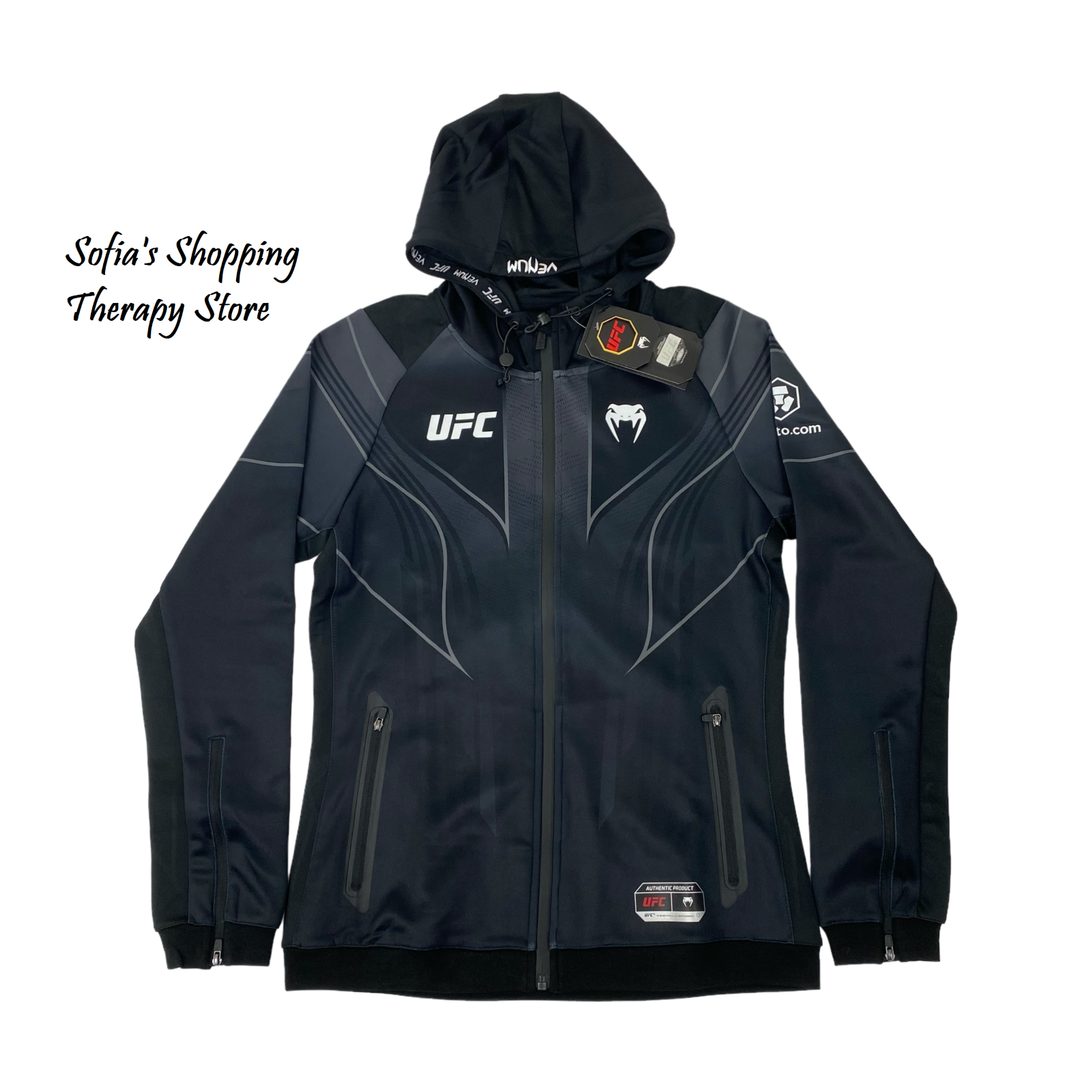 UFC Venum Authentic Fight Night 2.0 Women's Walkout Hoodie Jacket Black ...