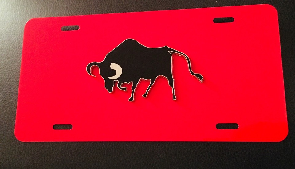3D Custom Black Bull License Plate / Bull On Red License Plate/ Free ...