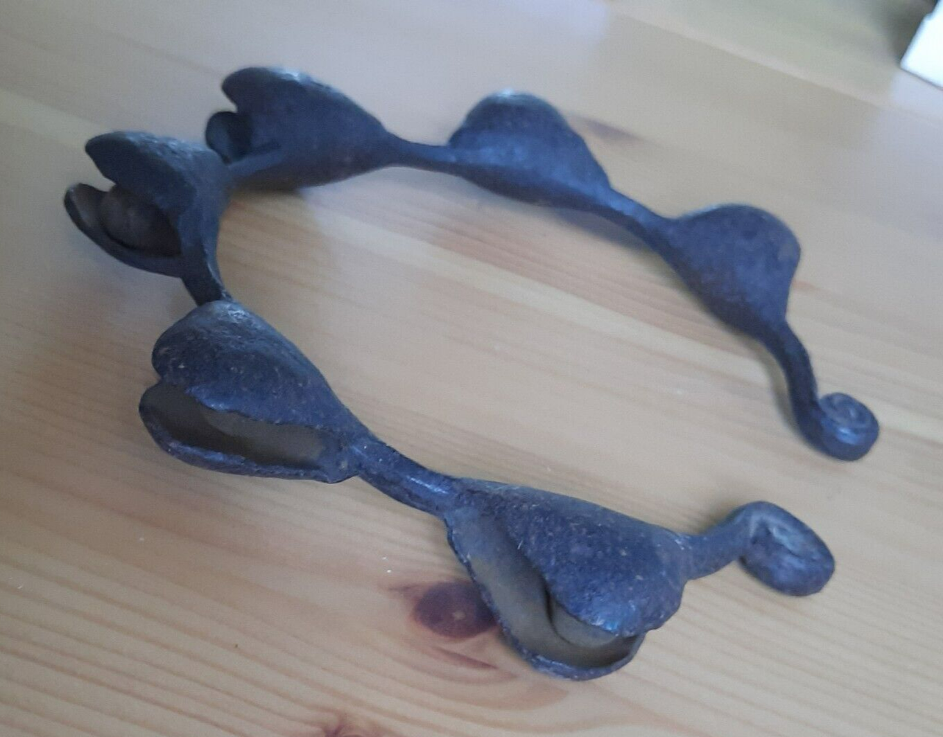 Primitive Antique Wrought Iron Ring Jingle Bells Hand Held Rattle | eBay