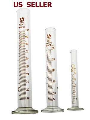 Scientific Glass Graduated Cylinder measuring cylinder 10ml 25ml 50ml ...