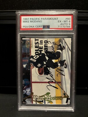 Mike Modano Signed Card PSA/DNA Authentic - EX-MT 6 Auto 9 - Dallas ...