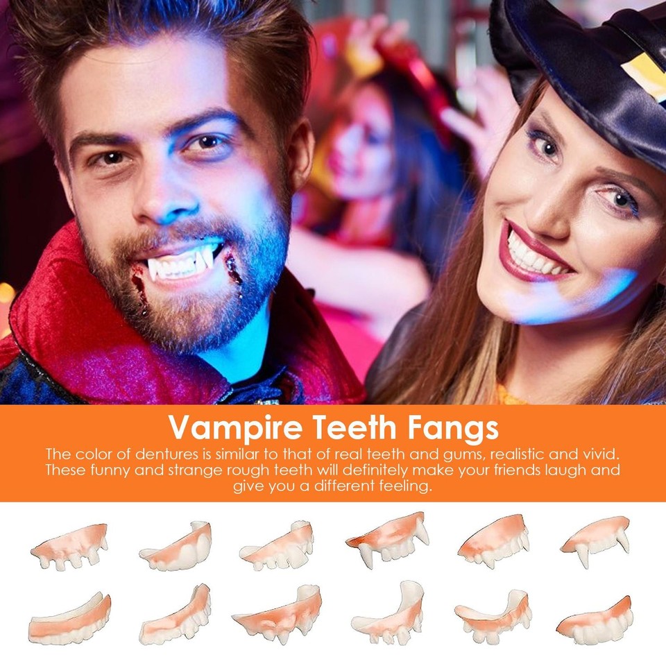 Vampire Teeth Fangs 12PCS Horror Fake Fangs for Halloween Cosplay | eBay