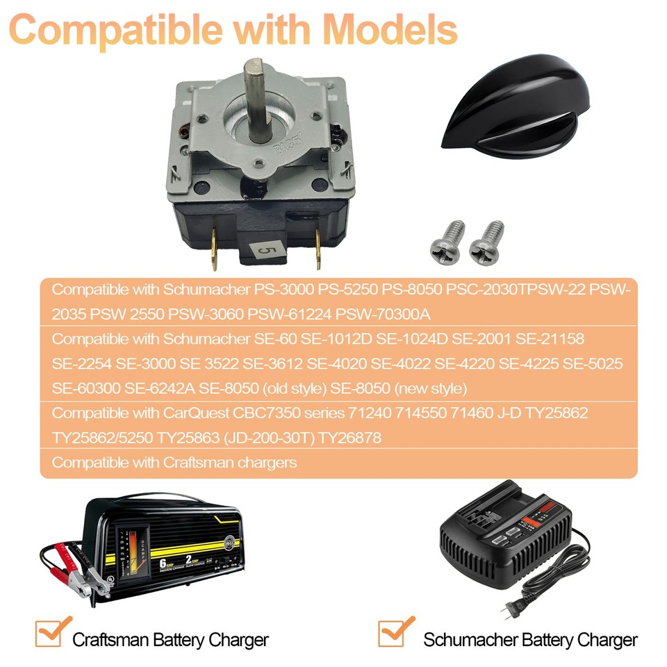 BATTERY CHARGER MECHANICAL TIMER KIT 135 MINUTE W/knob For SCHUMACHER ...