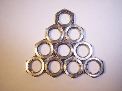10 PK Panel Nuts 7/16"Nut 5/16"-32 Hex Brass Thick Bright Nickel Plated ...