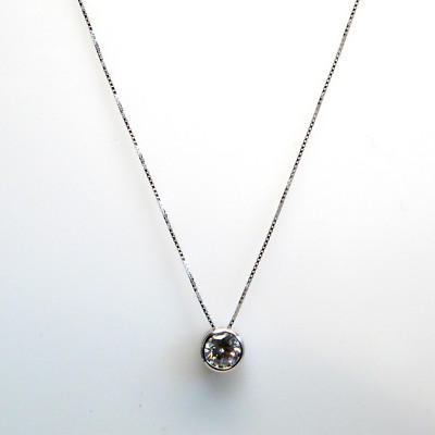 LOVELY 1 CT WHITE STONE ROUND CUT 925 STERLING SILVER NECKLACE | eBay