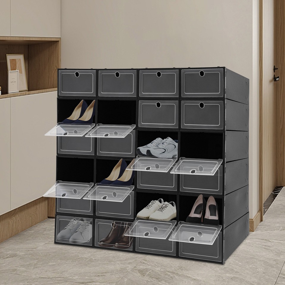 24 Pack Shoe Storage Boxes, Stackable Shoe Boxes, Shoe Storage ...