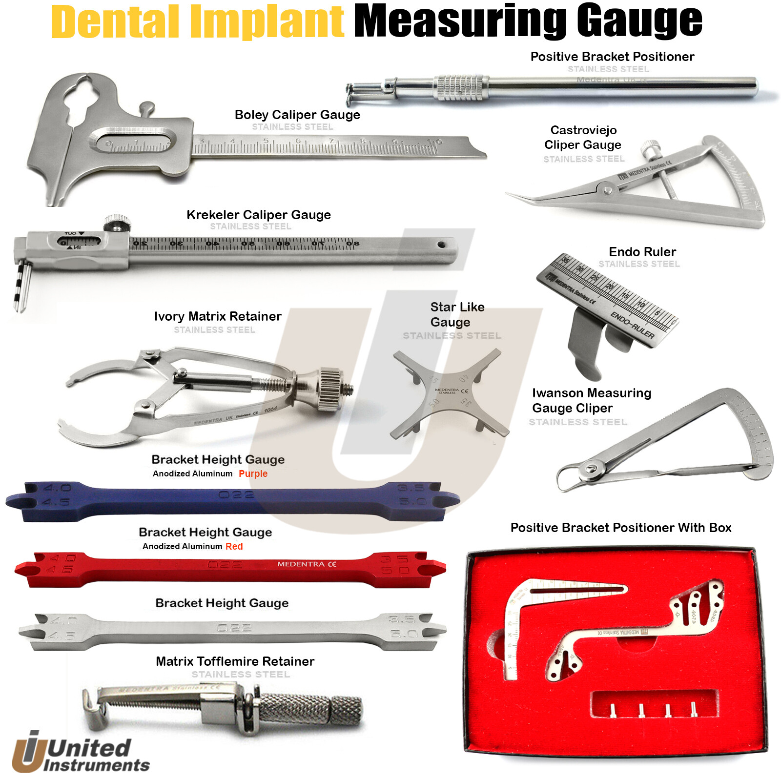 Dental Orthodontic Measuring Gauges Star, Iwanson, Bracket Height ...