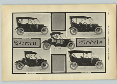 1911 PAPER AD 4 PG Article 1912 Warren Car Auto Automobile Detroit ...