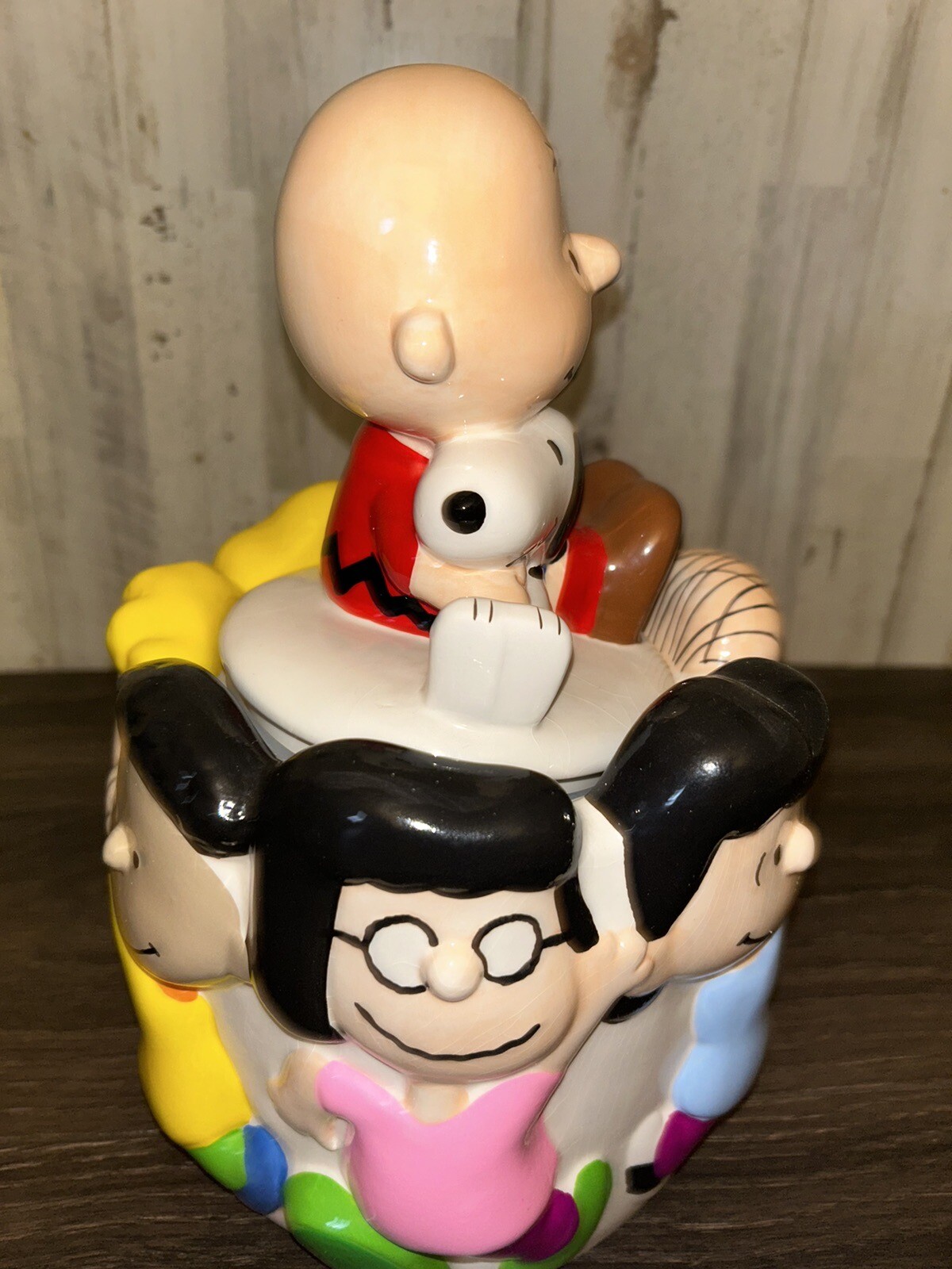 RARE HTF Peanuts Charlie Brown & Whole Gang Ceramic Cookie Jar 50th ...