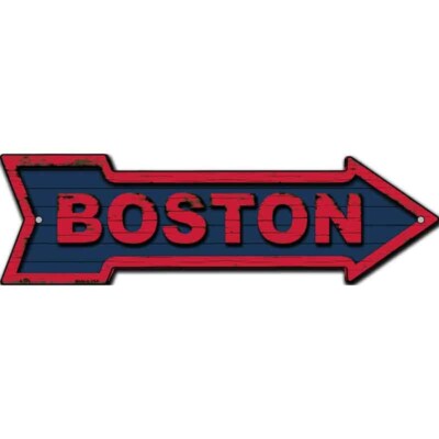 Boston Novelty Embossed Metal Arrow Sign Directional 17" x 5" Wall ...