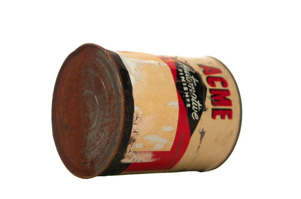 3 Vintage ACME Automotive Car Finish Paint Cans quart Size yellow green ...