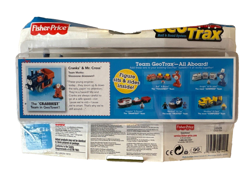 Fisher-Price GEOTRAX Cranks & Mr. Cross Figure & Train Set L6929 - New ...