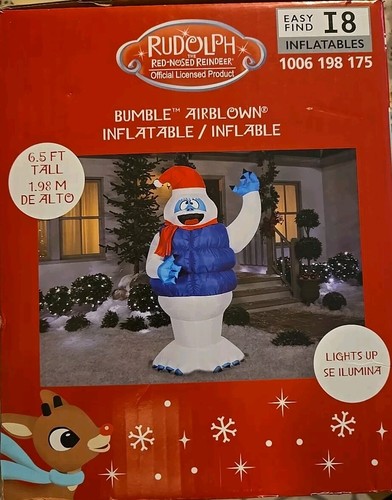 NEW "BUMBLE" GEMMY AIRBLOWN INFLATABLE RUDOLPH RED NOSED REINDEER ...