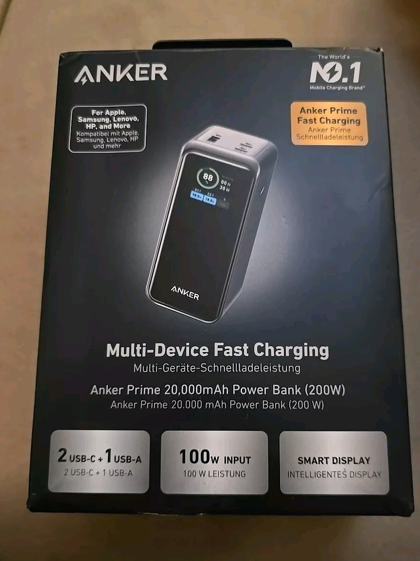 Anker Prime 20000mAh 200W USB-C Portable Power Bank - Black (A1336011 ...