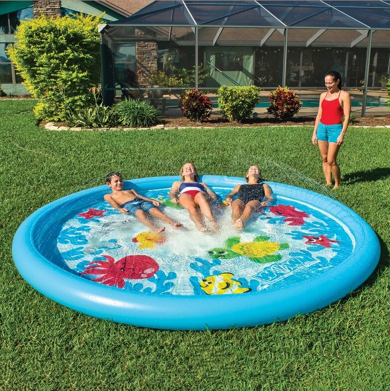 Giant Splash Pad Inflatable 10 Ft Diameter Wading Pool with Sprinkler ...