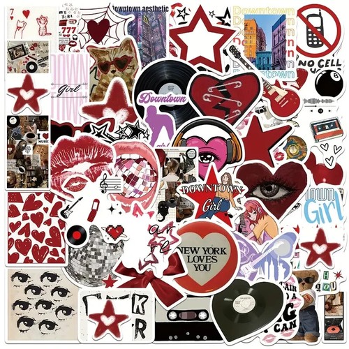 50pc Y2K Aesthetic Stickers, Cute Decal Lot Set Scrapbook, Laptop ...