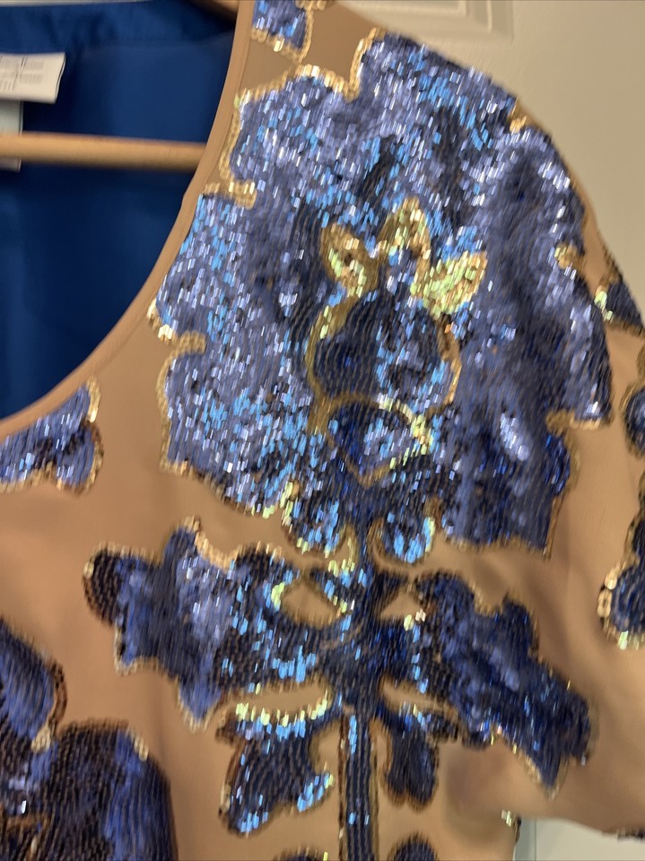 Neiman Marcus + Target Tracy Reese Sz XS Sequined Top Blue Gold Très ...