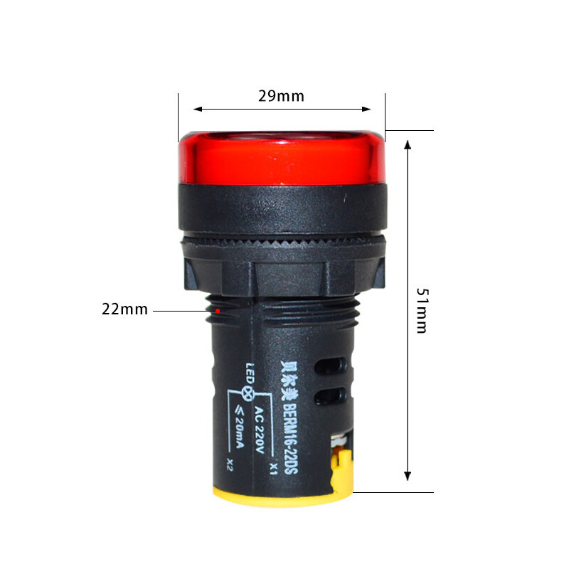 Pilot Light LED 22mm Indicator Warning Lamp Panel Mounting 12V/24V/110V ...