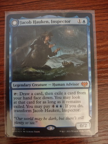 MINT MTG Jacob Hauken, Inspector comes with two Basic Island land cards ...