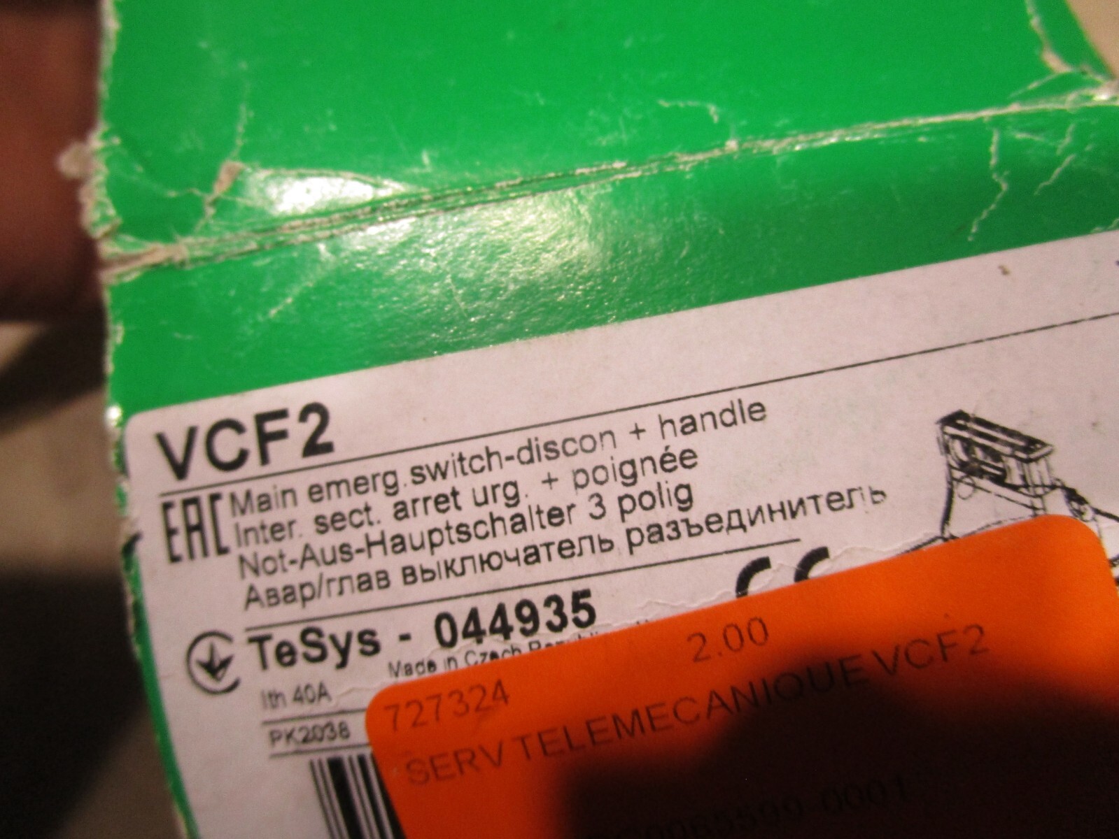 SCHNEIDER ELECTRIC VCF2 EMERGENCY STOP 690 VAC OPERATING VOLTAGE, P0225 ...