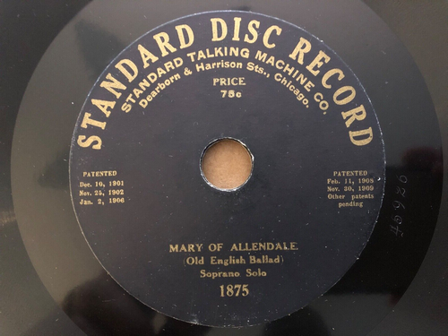 STANDARD DISC Record 78 rpm 1875 Mary of Allendale / Take Me Jamie Dear ...