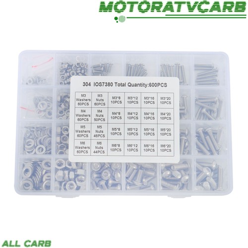 ALL-CARB 600 Pcs M3 M4 M5 M6 304 Stainless Steel nut and bolt ...